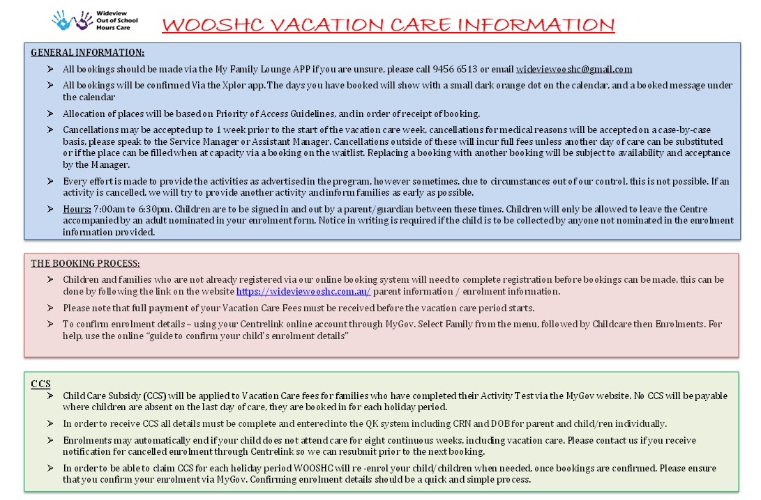 Vacation Care | Wideview OOSHC